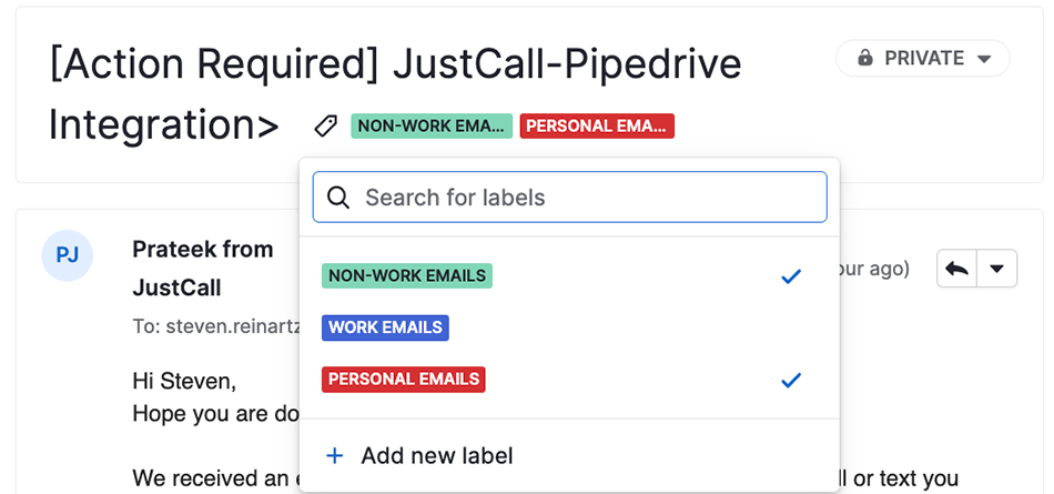 Email labels - Knowledge Base | Pipedrive
